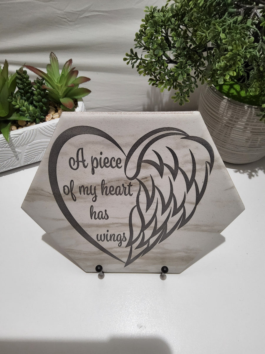 Piece of My Heart Laser Engraved Ceramic Tile w/ Stand – Custom Zengraving