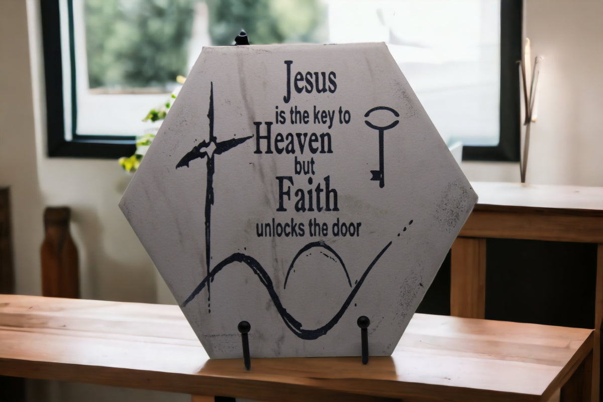 Jesus Is the Key to Heaven Laser Engraved Ceramic Tile w/ Stand ...